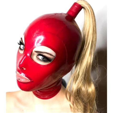 Adult Sexy Rubber Hood Cosplay Role Play Latex Mask With