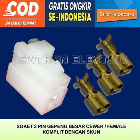 Jual Soket Kabel Pin Besar Cewek Female Komplit Skun Bahan Nylon Tahan Panas Buat Motor Mobil