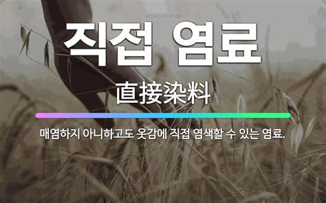 🌟직접 염료 매염하지 아니하고도 옷감에 직접 염색할 수 있는 염료 표준국어대사전