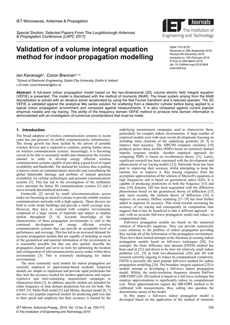 Pdf Validation Of A Volume Integral Equation Method For Indoor
