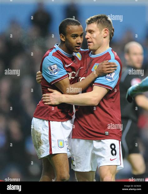Aston Villas Fabian Delph Celebrates Scoring Their Third Goal Hi Res