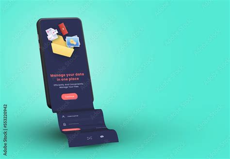 Mobile Layout With Long Scroll Screen Black Screen On Green Background For User Interface Stock