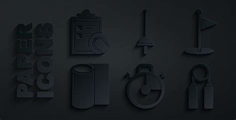 세트 스톱워치 골프 플래그 피트니스 매트 롤 스포츠 익스팬더 펜싱 및 체크리스트 클립보드 테니스 볼 아이콘 벡터 3차원 형태에 대한 스톡 벡터 아트 및 기타 이미지 Istock