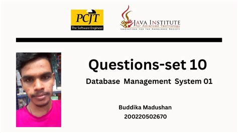 Question Set 10database Management Systemjava Institute Youtube