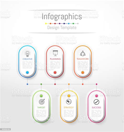 Infographic 6 옵션 부품 단계 일정 또는 프로세스와 비즈니스 데이터에 대 한 디자인 요소입니다 벡터 일러스트입니다 인포그래픽에 대한 스톡 벡터 아트 및 기타