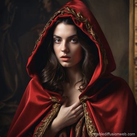 Italian Brunette Model In Red Cloak Stable Diffusion Online