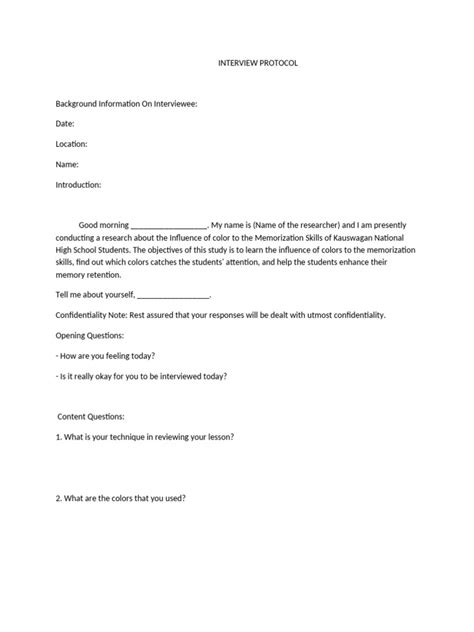 Interview Protocol Format Pdf