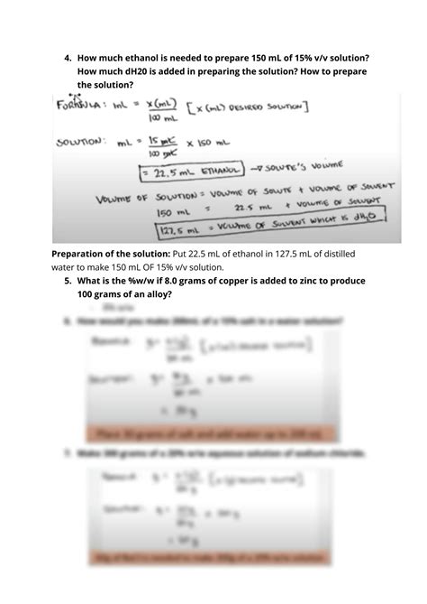 Solution Clinical Chemistry Laboratory Mathematics Percent Concentration Molarity Molality
