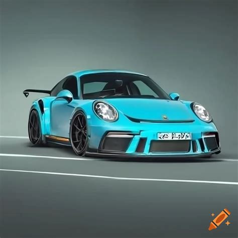Cyan Porsche 911 Gt3 Rs With Fancy Modifications And Black Matte Wheels