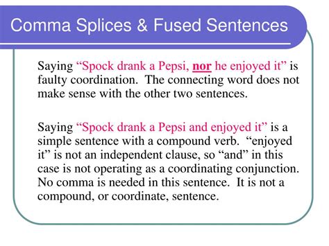 Ppt Comma Splices And Fused Sentences Powerpoint Presentation Free