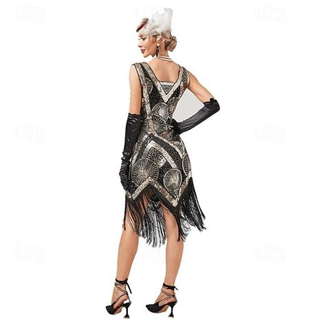 Roaring 20s 1920s Knee Length Dress Flapper Dress Outfits Sleeveless