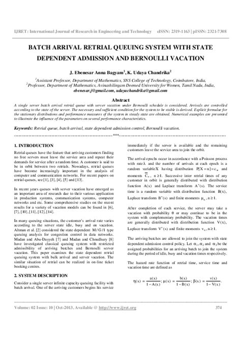 Pdf Batch Arrival Retrial Queueing System With State Dependent Admission And Bernoulli Vacation