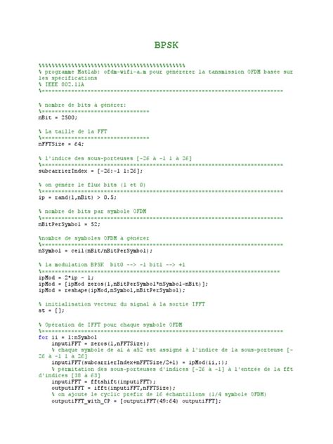 Simulation Ofdm Et Bpsk En Matlab Pdf Orthogonal Frequency Division