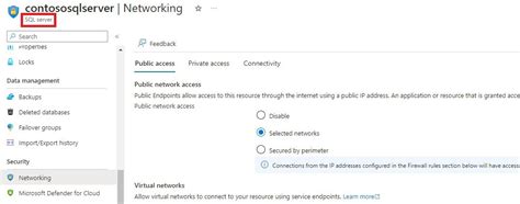 Missing Network Tabsection In Sql Database Microsoft Qanda