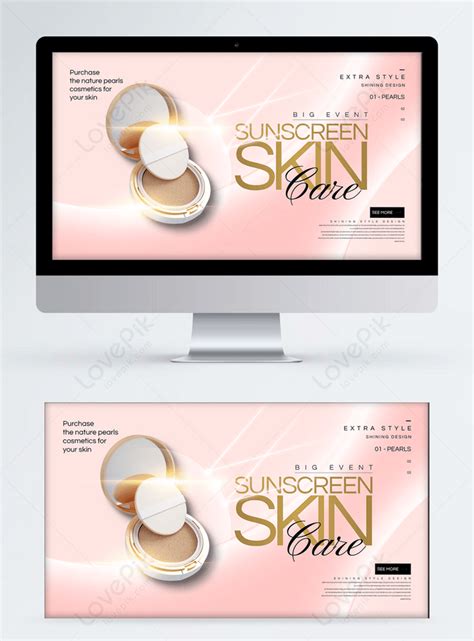 간단한 패션 선 스크린 화장품 핑크 하단 웹 Ui 배너 이미지 사진 465510665 무료 다운로드
