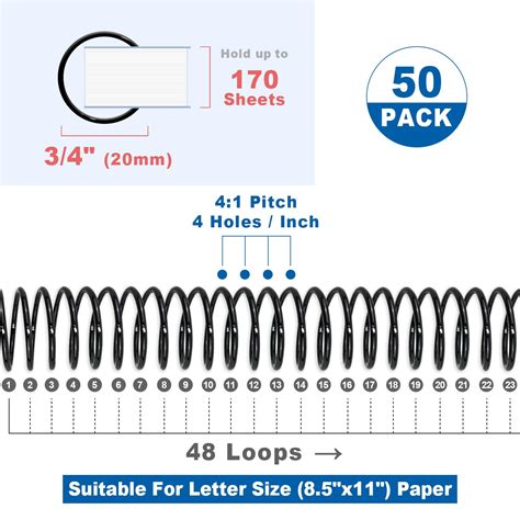 Houyee 50 Pack Plastic Spiral Binding Coils 20mm