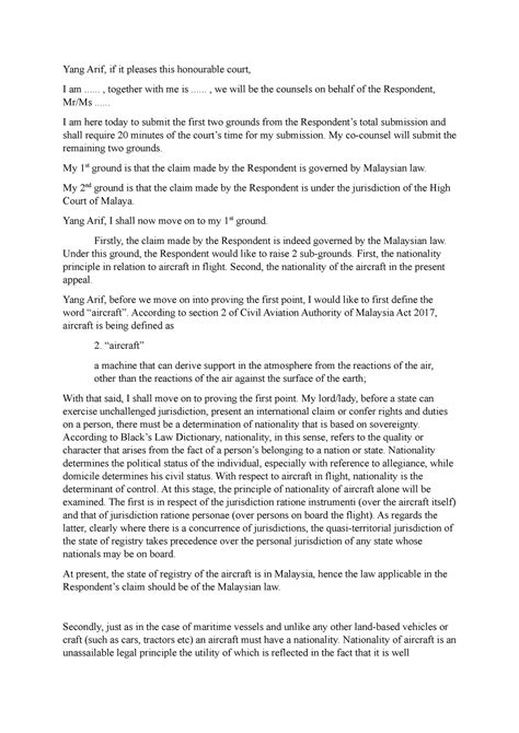 Resp Script Mooting Yang Arif If It Pleases This Honourable Court I Am Together