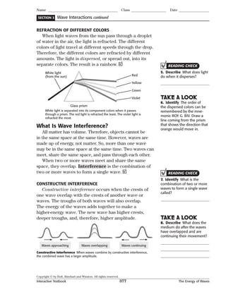 Interactive Textbook Ch The Energy Of Waves PDF Physics Science