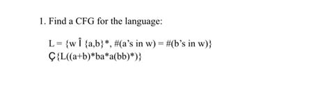 Solved Find A CFG For The Language L W I A B Chegg