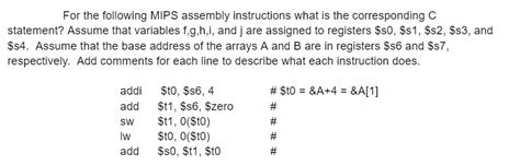 Solved For The Following MIPS Assembly Instructions What Is Chegg