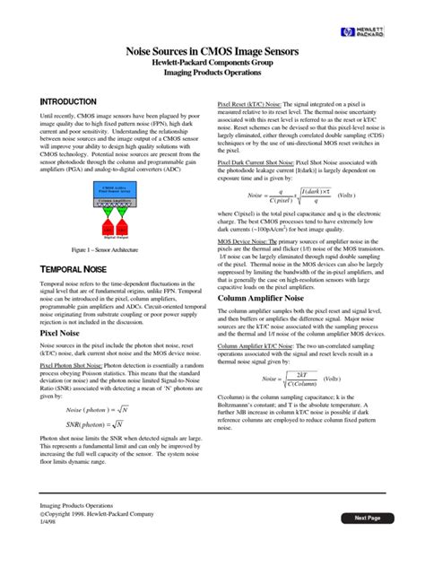 noise sources in cmos image sensors download free pdf signal to