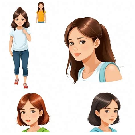 Girl Getting Vector Set White Background Isolated A High Premium Ai Generated Vector