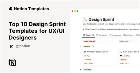 Top 10 Design Sprint Templates For Ux Ui Designers Notion Template