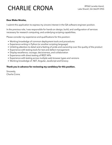QA Software Engineer Cover Letter Velvet Jobs QA Software Engineer Cover Letter Velvet Jobs