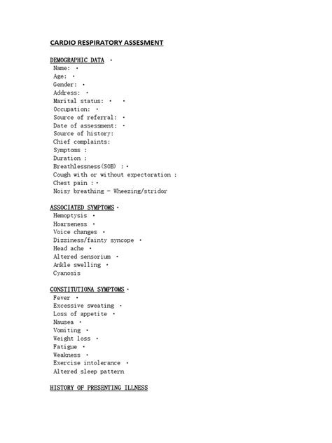 Cardio Respiratory Assesment Pdf