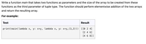 Write A Function Main That Takes Two Functions As Parameters And The Size Of The Array To Be