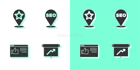 Set Board With Graph Chart Map Pointer Star Browser Window And Seo