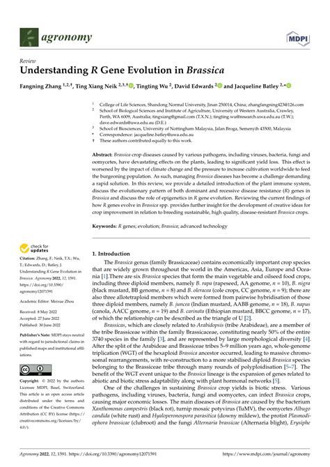 Pdf Understanding R Gene Evolution In Brassica