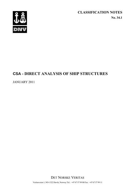 Pdf Classification Notes No 341 Csa Direct Analysis Of Ship Structures Dokumentips