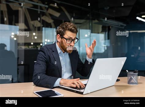 Angry Mature Boss Got Error Laptop Not Turning On Program Not Working
