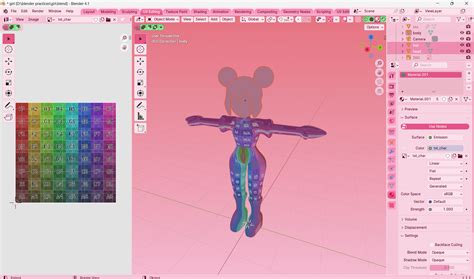 Why Isnt The Uv Color Grid Not Showing On The Head And Hair Even Though I Linked The Matieral