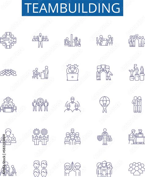 Teambuilding Line Icons Signs Set Design Collection Of Teamwork Cooperative Collaboration