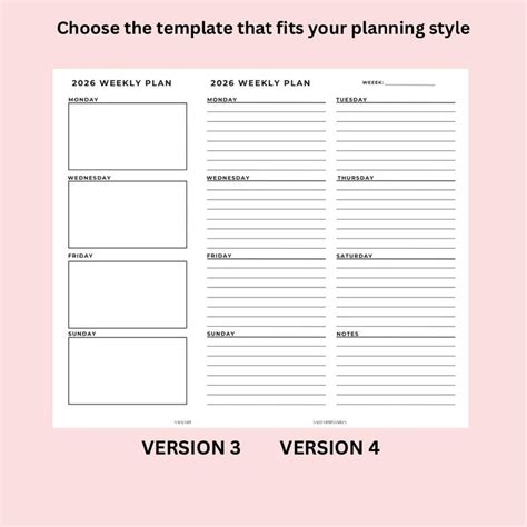 2026 Weekly Planner Printable Letter Size Pdf Download Etsy