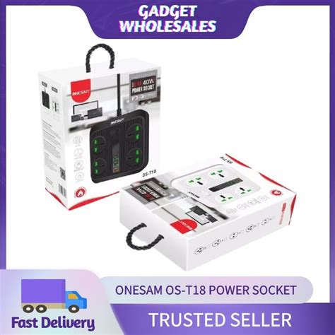 OneSam OS T18 Auto ID 8 4A With 40W PD Quick Charge USB Charger UK 3 Pin Power Socket Shopee
