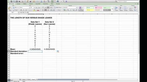 Calculating Mean Standard Deviation And Standard Error In Microsoft Excel Standard Error