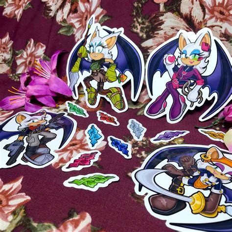Sonic Prime Rouge The Bat 4 Vinyl Stickers Rouge Batten Prim Rebel