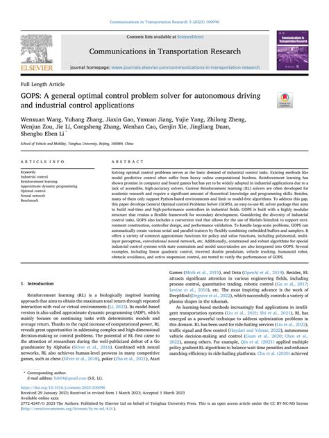 Pdf Gops A General Optimal Control Problem Solver For Autonomous Driving And Industrial