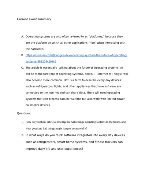 Current Event Summary Pdf