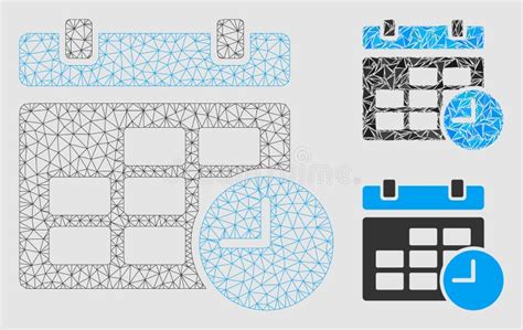 Date And Time Vector Mesh Carcass Model And Triangle Mosaic Icon Stock Vector Illustration Of