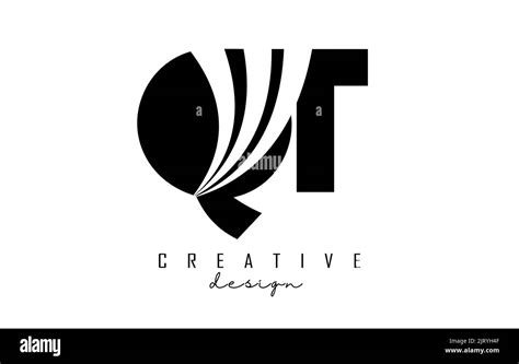 Creative Black Letter Qt Q T Logo With Leading Lines And Road Concept