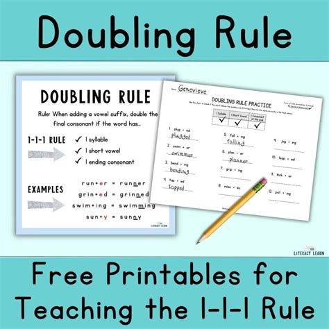 Doubling Rule Free Printables For Teaching Spelling Literacy Learn