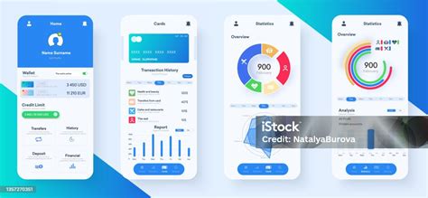 온라인 뱅킹 Ui Ux Gui 지불 관세로 설정 된 Kit 템플릿 은행 계좌 모니터링 소득 역학 계좌 예산 신청 자금 송금 스톡