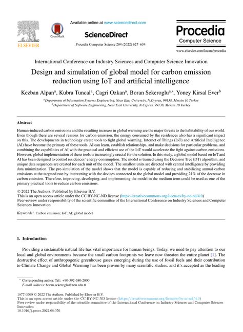 Pdf Design And Simulation Of Global Model For Carbon Emission Reduction Using Iot And