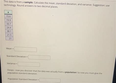 Solved This Data Is From A Sample Calculate The Mean Chegg Com