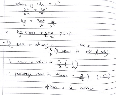 The Percentage Error In Measuring The Side Of A Cu