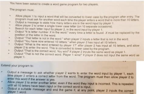 Solved You Have Been Asked To Create A Word Game Program For
